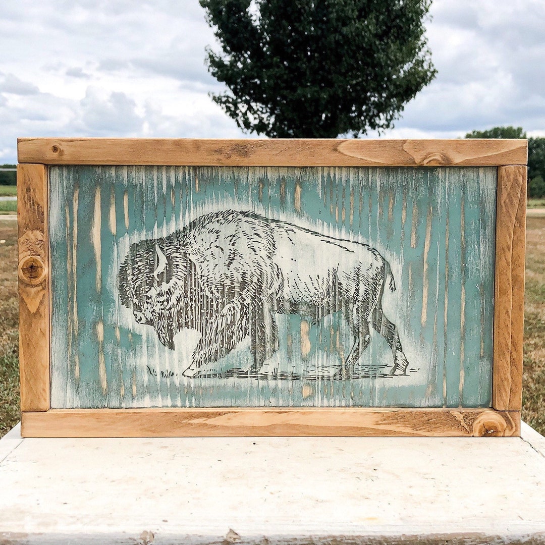 Buffalo Sign, Buffalo Wall Decor, Engraved Buffalo, Rustic Buffalo ...