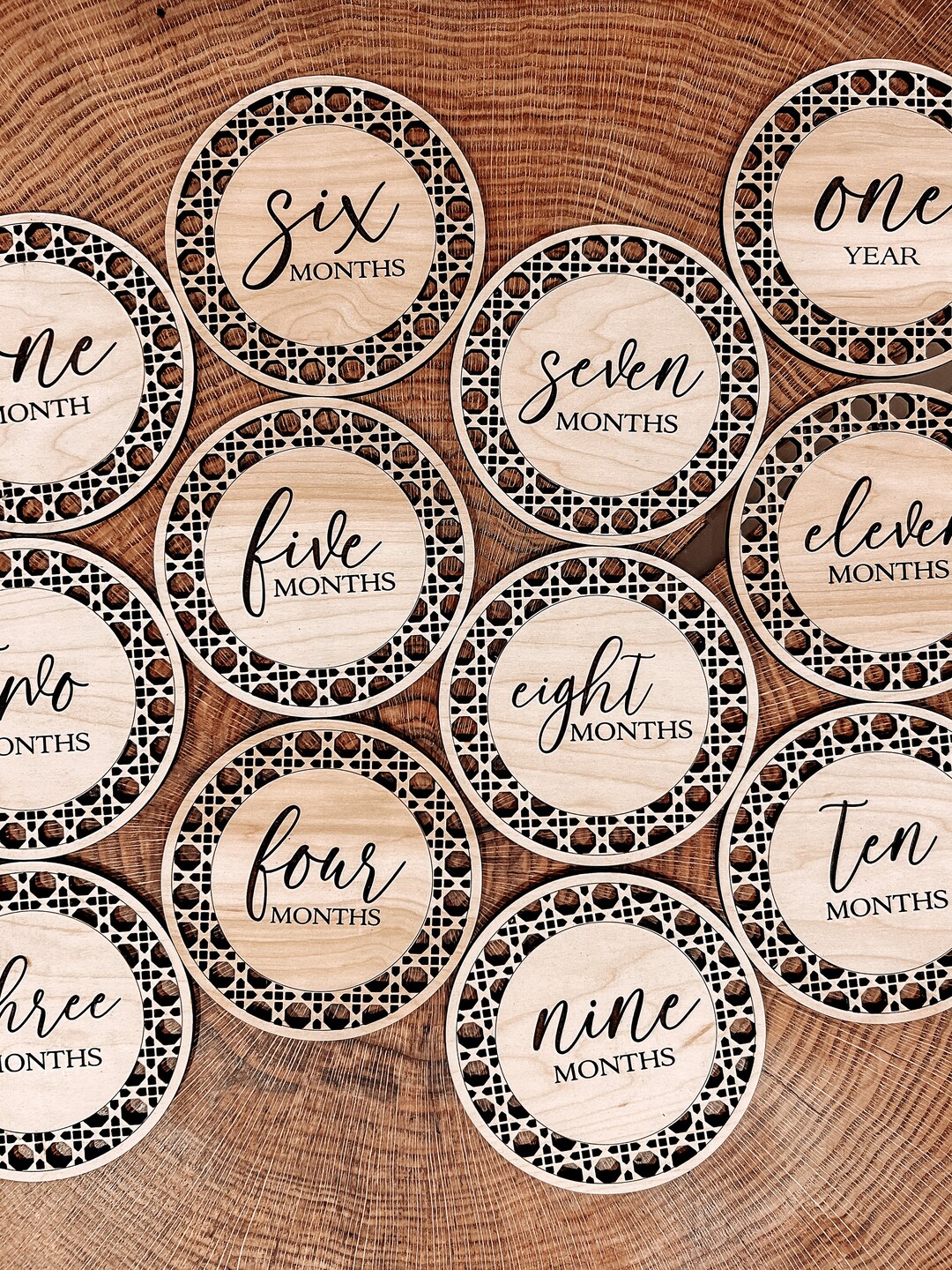 Rattan Monthly Milestone Rounds - Etsy