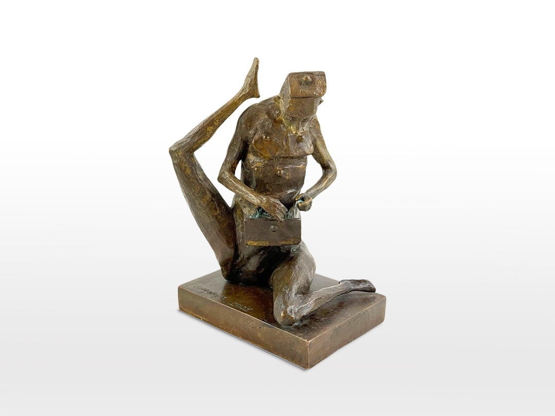 Digging Within: Abstract Bronze Sculpture of Self-reflection, Modern ...