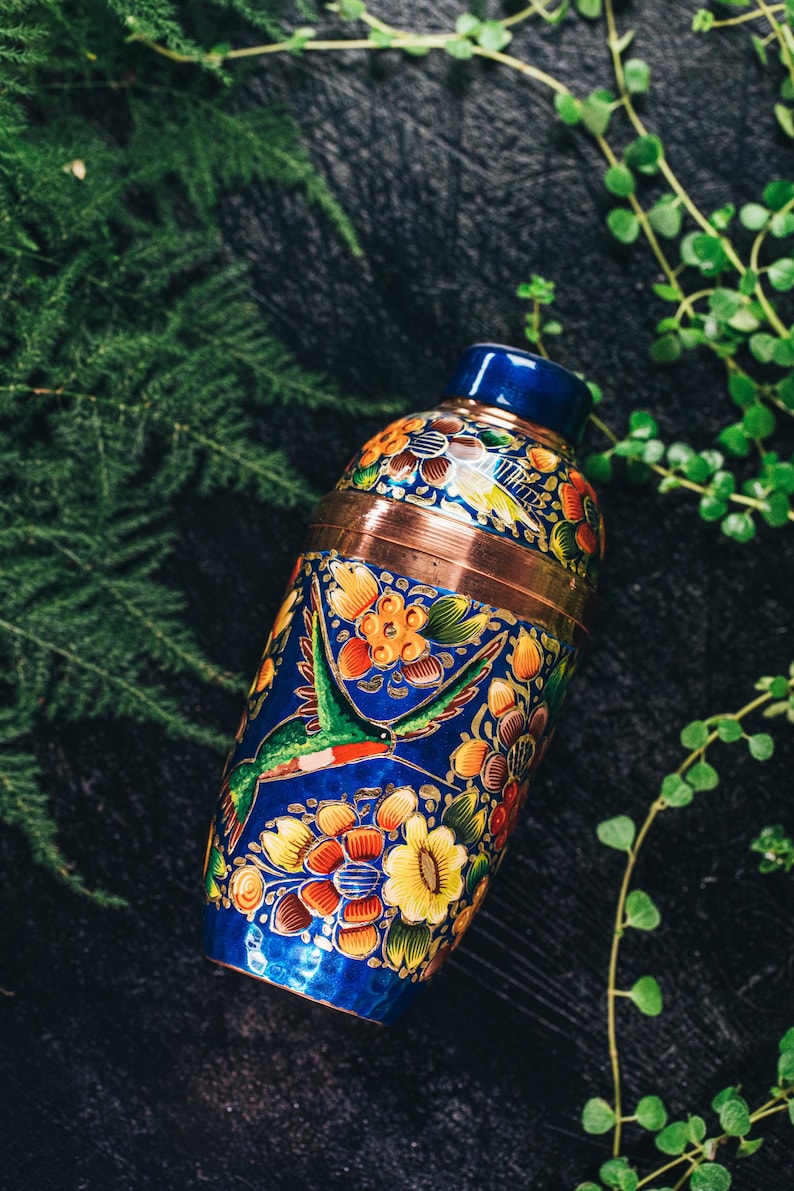 Mexican Hand Painted Bar Set – Colibrí Azul Design – Full Cocktail Kit ...