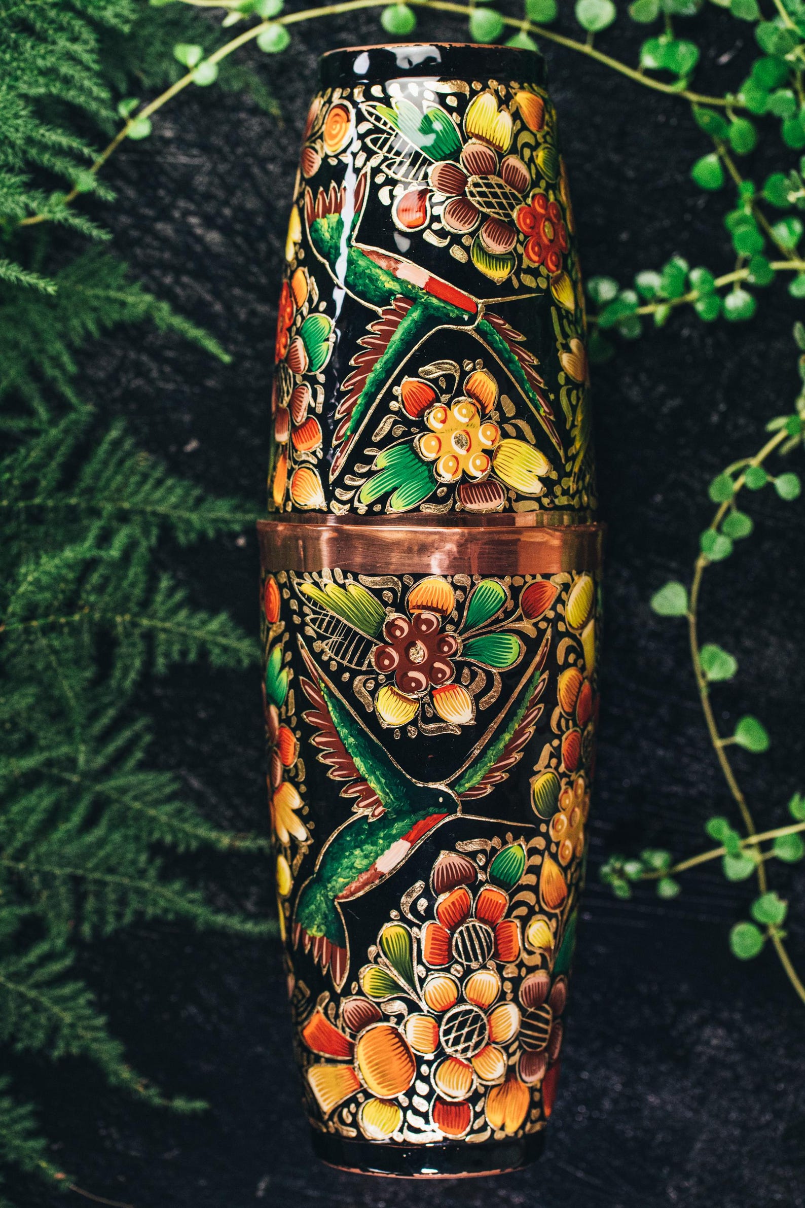 Mexican Hand Painted Bar Set – Colibrí Negro Design – Full Cocktail Kit ...