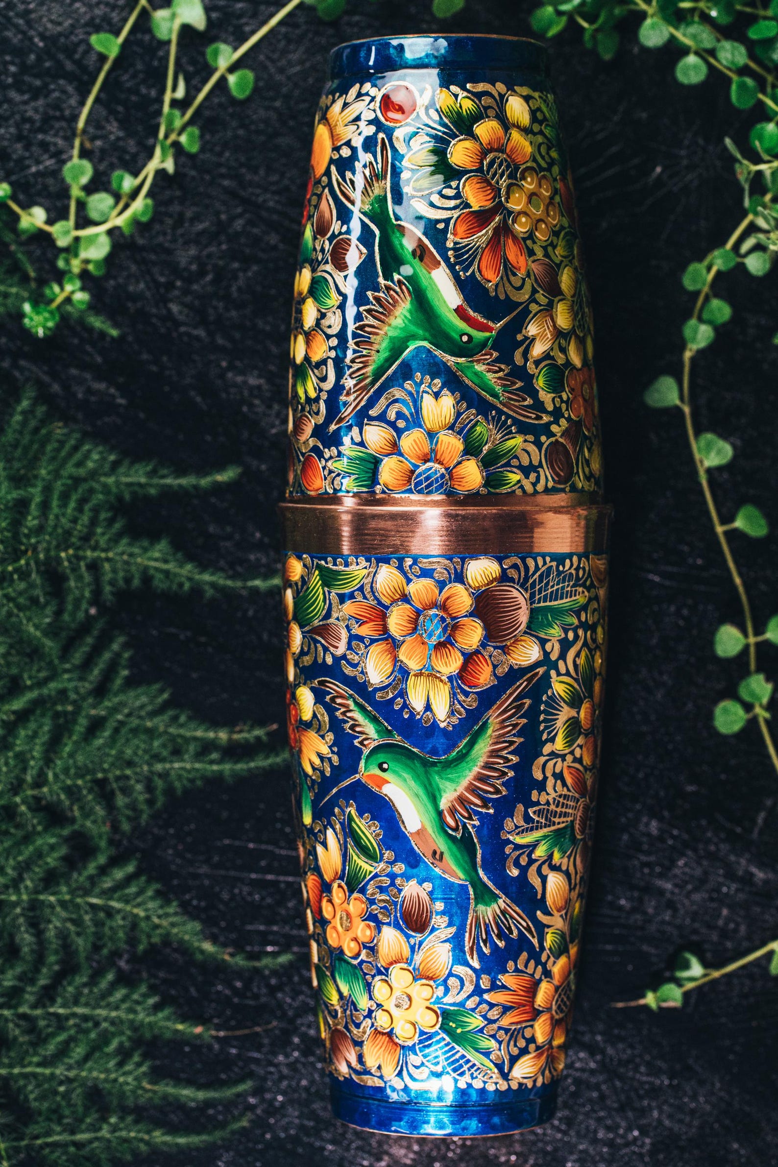 Mexican Hand Painted Bar Set – Colibrí Azul Design – Full Cocktail Kit ...