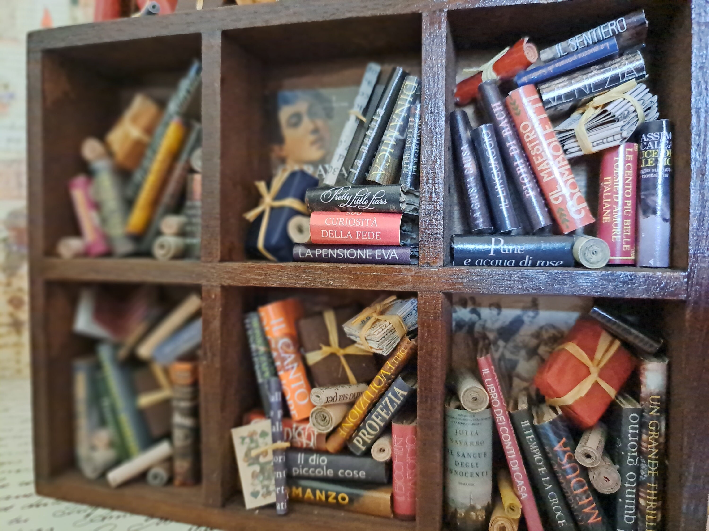 Miniature Library Bookcase, Wall and Support Hand Made. Dimensions ...
