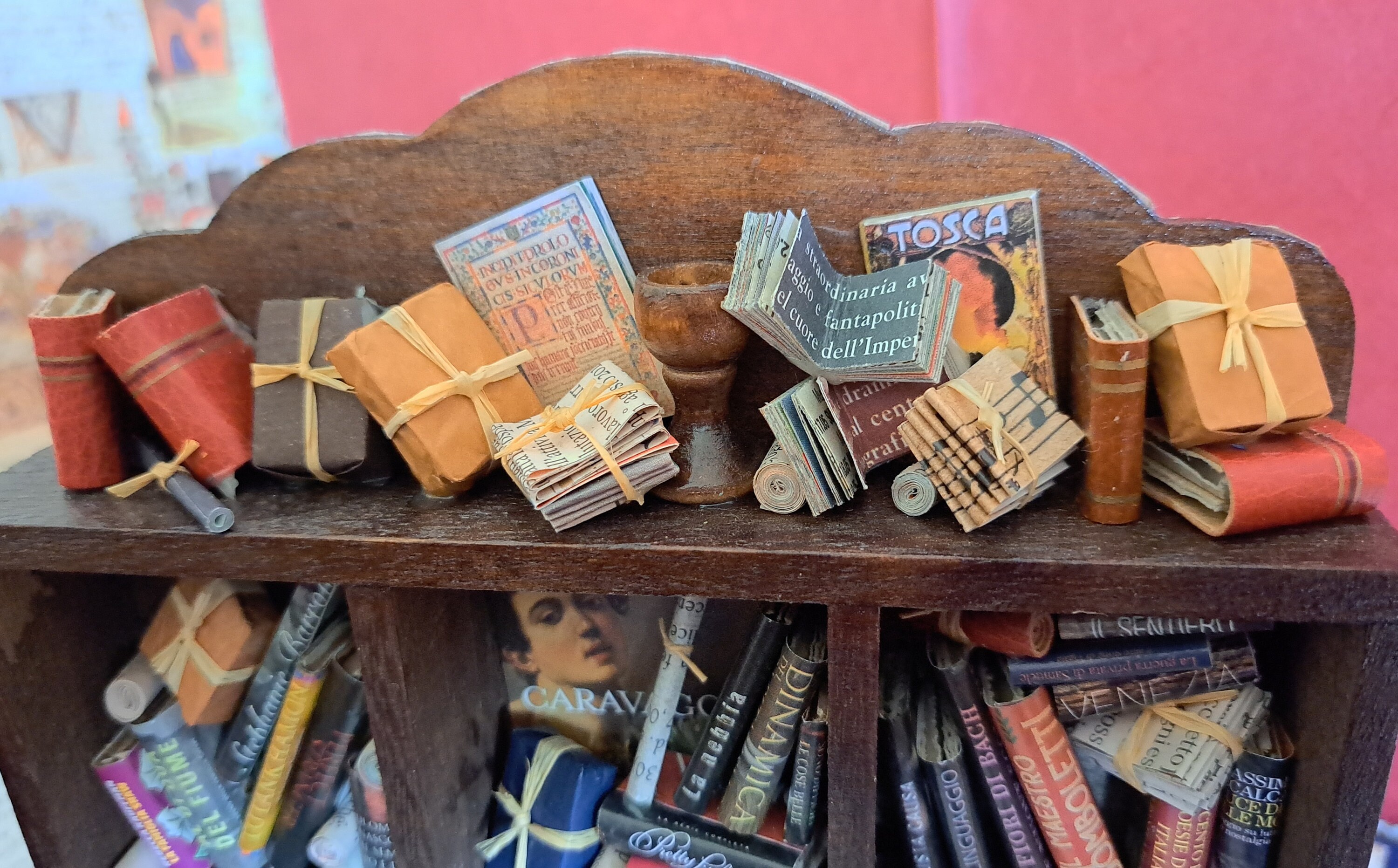 Miniature Library Bookcase, Wall and Support Hand Made. Dimensions ...