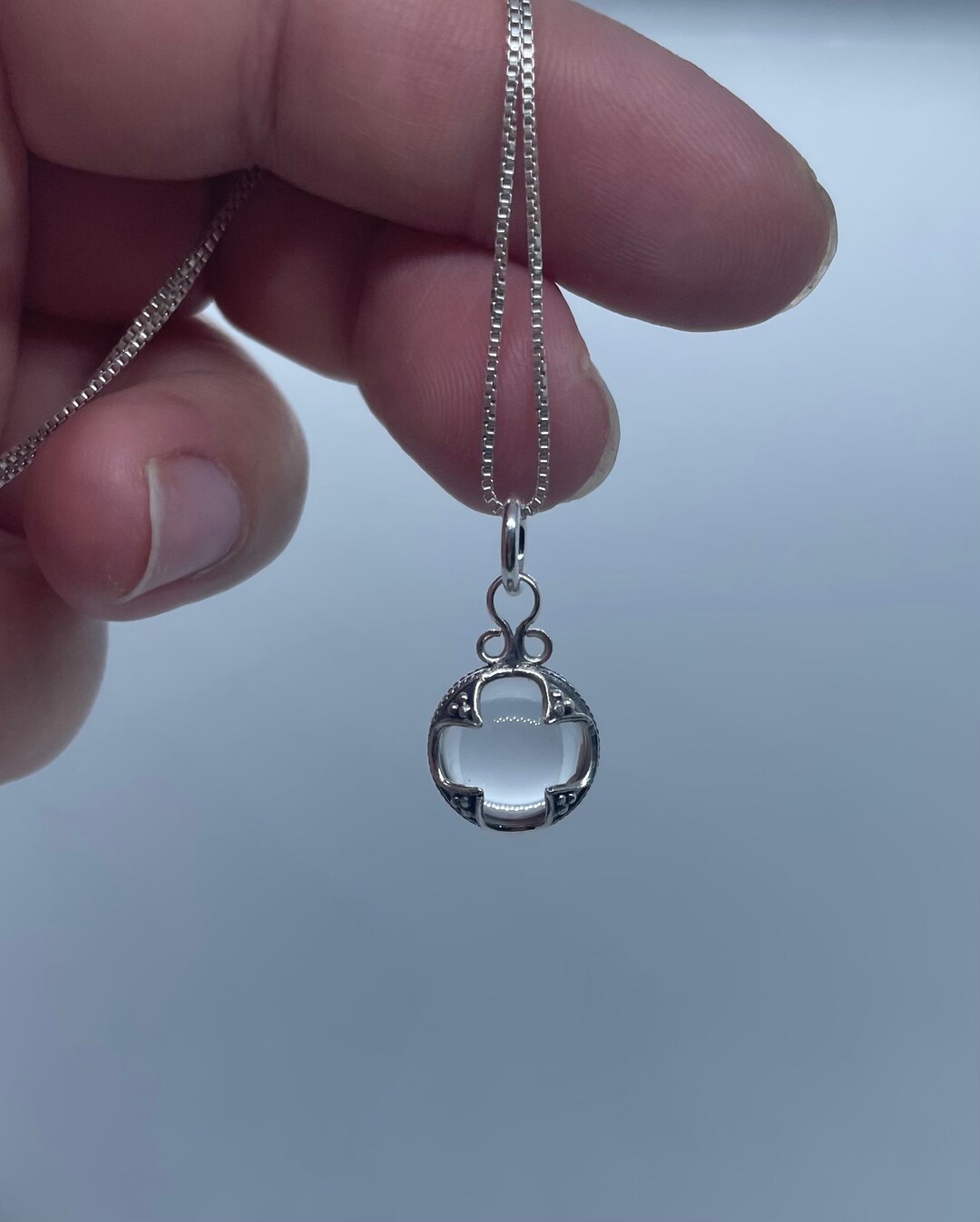 Sterling Silver Crystal Ball Necklace-crystal Ball Pendant gemstone ...