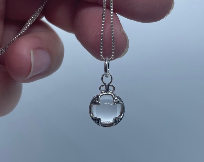 Sterling Silver Crystal Ball Necklace-crystal Ball Pendant gemstone ...