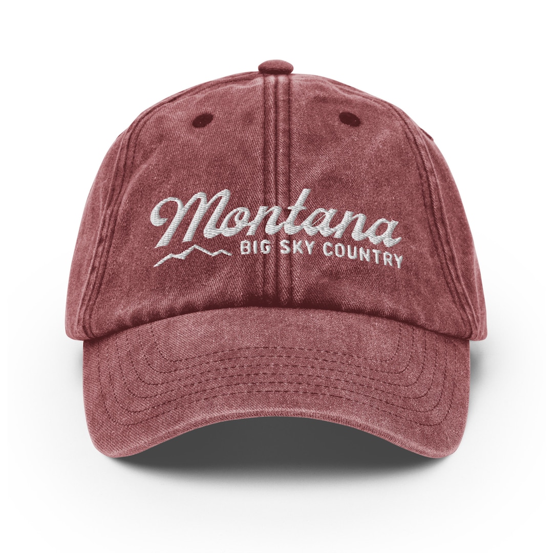 Montana Vintage Embroidered Hat || Big Sky Country Baseball Cap, Hiking ...