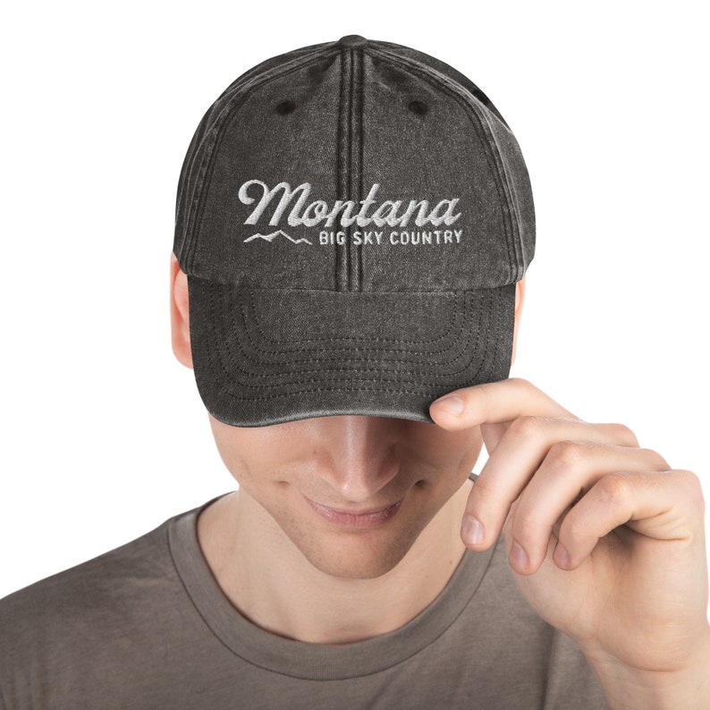 Montana Vintage Embroidered Hat || Big Sky Country Baseball Cap, Hiking ...