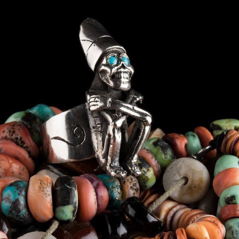 Mictlantecuhtli Ring, Aztec God of Death 925 Sterling Silver Ring W ...