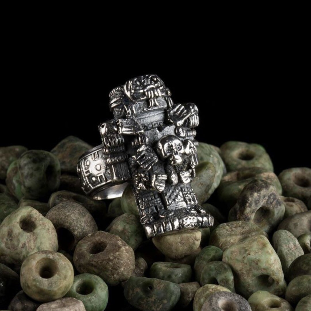 Coatlicue Ring Aztec God, 925 Sterling Silver, Handmade Ring, Aztec ...