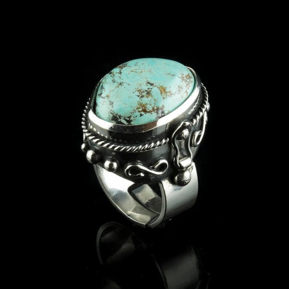 Turquoise Poison/pillbox Ring, 925 Sterling Silver, Handmade Ring - Etsy