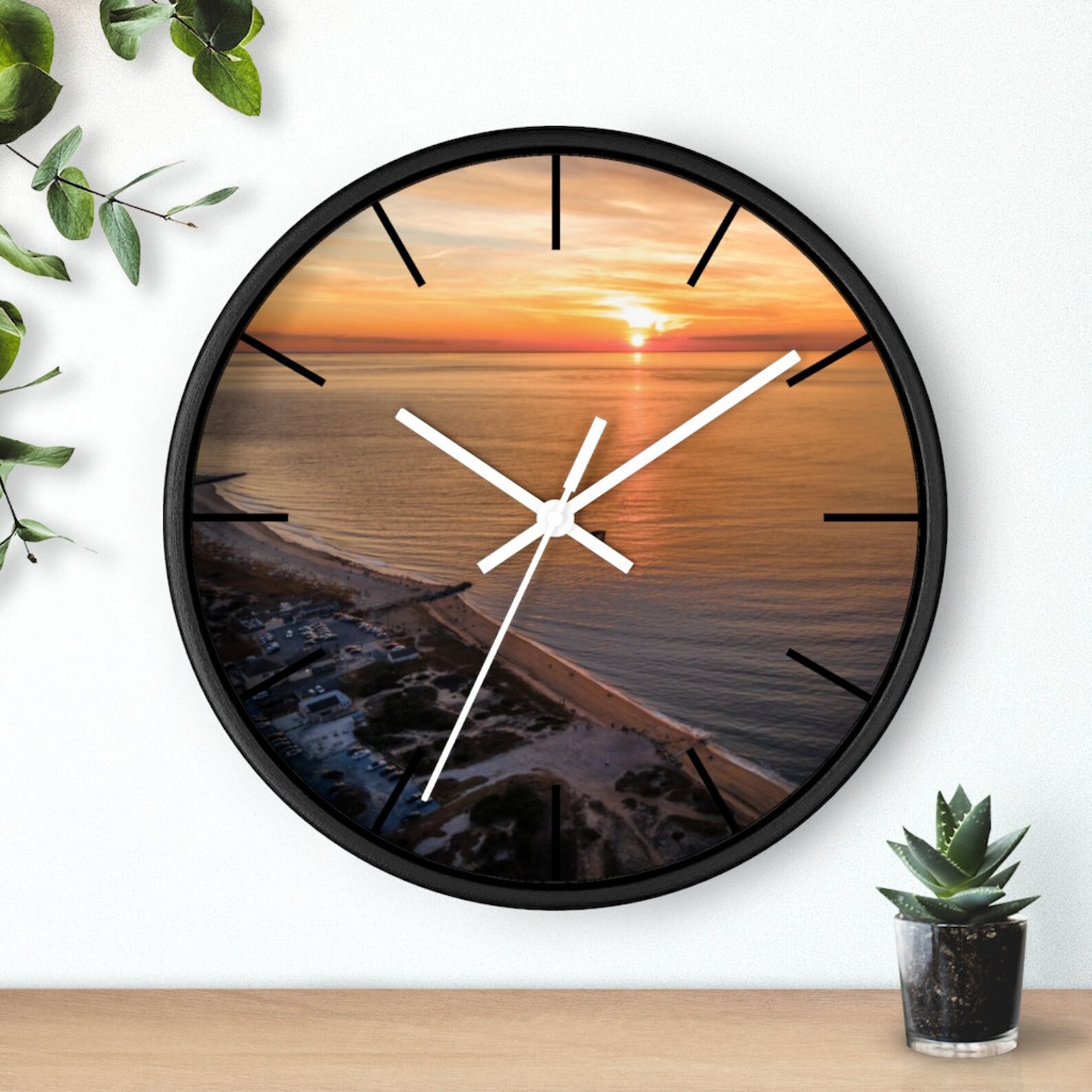 Beautiful Beach Sunset Wall Clock // Beautiful Aerial Photography ...