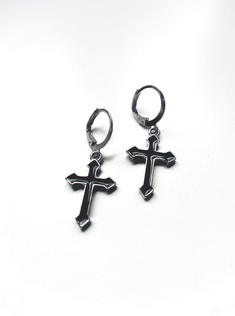Gothic Cross Earrings | Gothic Black Cross | Cross Earrings | Black ...