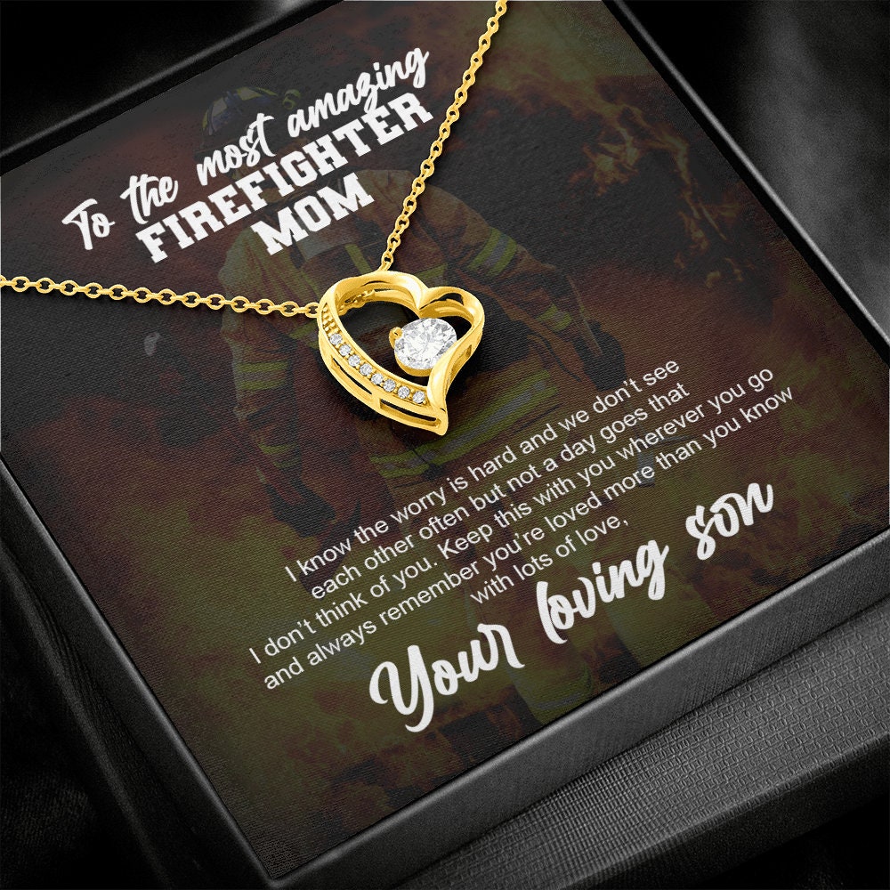 Amazing Firefighter Mom Firefighter Mom Heart Necklace - Etsy