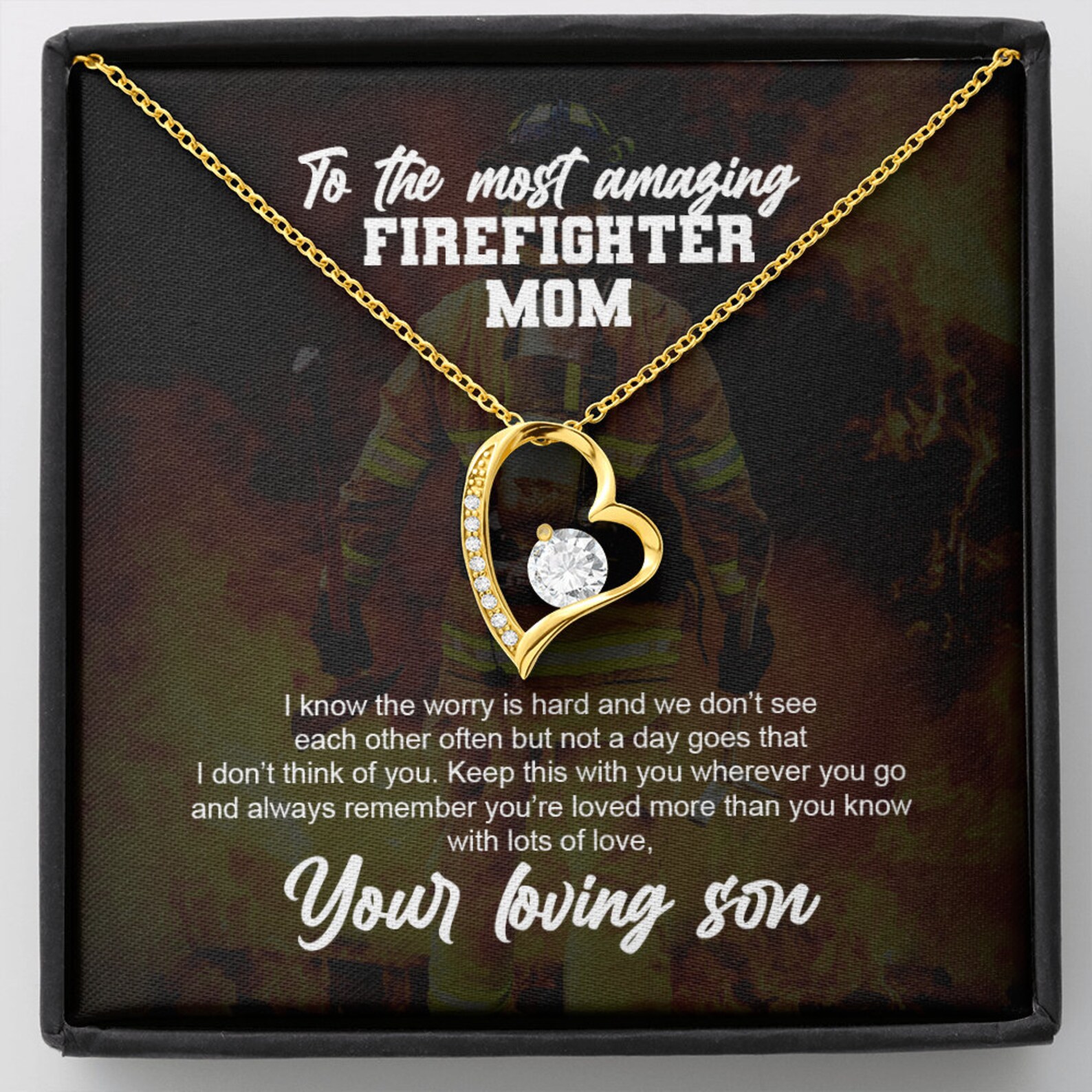 Amazing Firefighter Mom Firefighter Mom Heart Necklace - Etsy