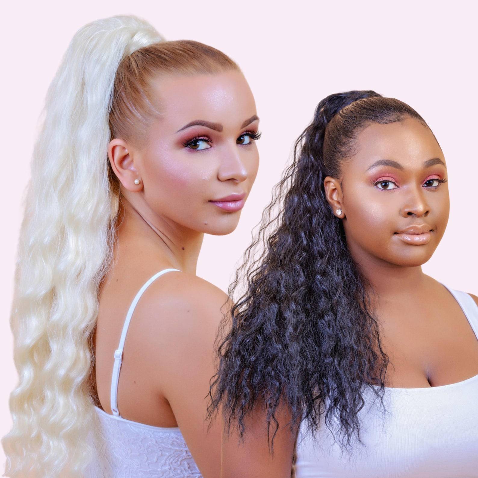 Synthetic Ponytail Bundle Bouncy Curly & Kinky Curly Hair With Two ...