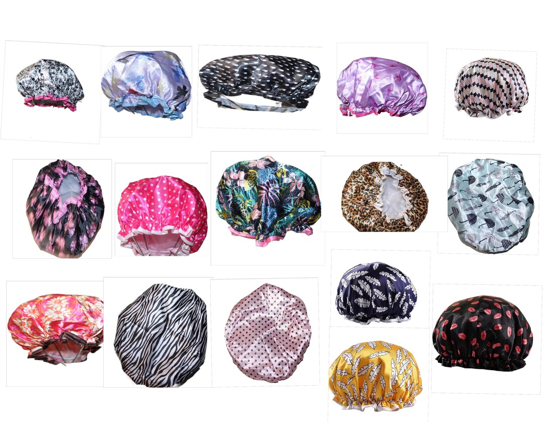 Women Shower Cap Reusable Shower Cap Satin Shower Cap Hat Large Shower ...