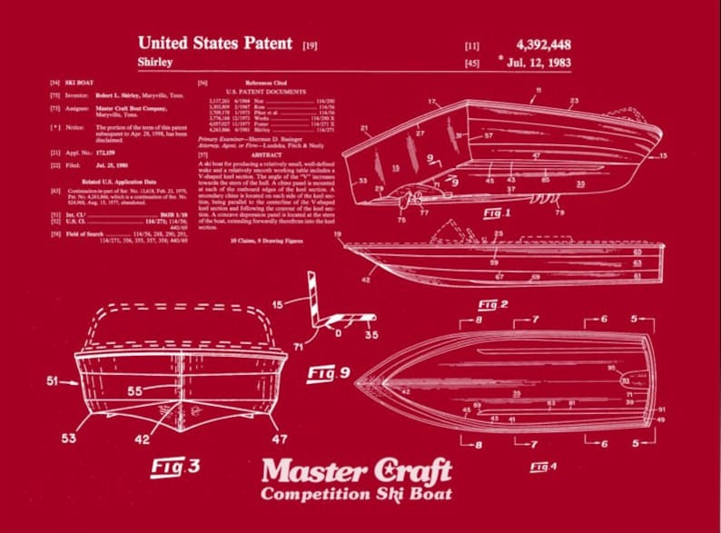 Mastercraft Ski Boat Patent Print- Vintage Ski Boat- Stars and Stripes ...
