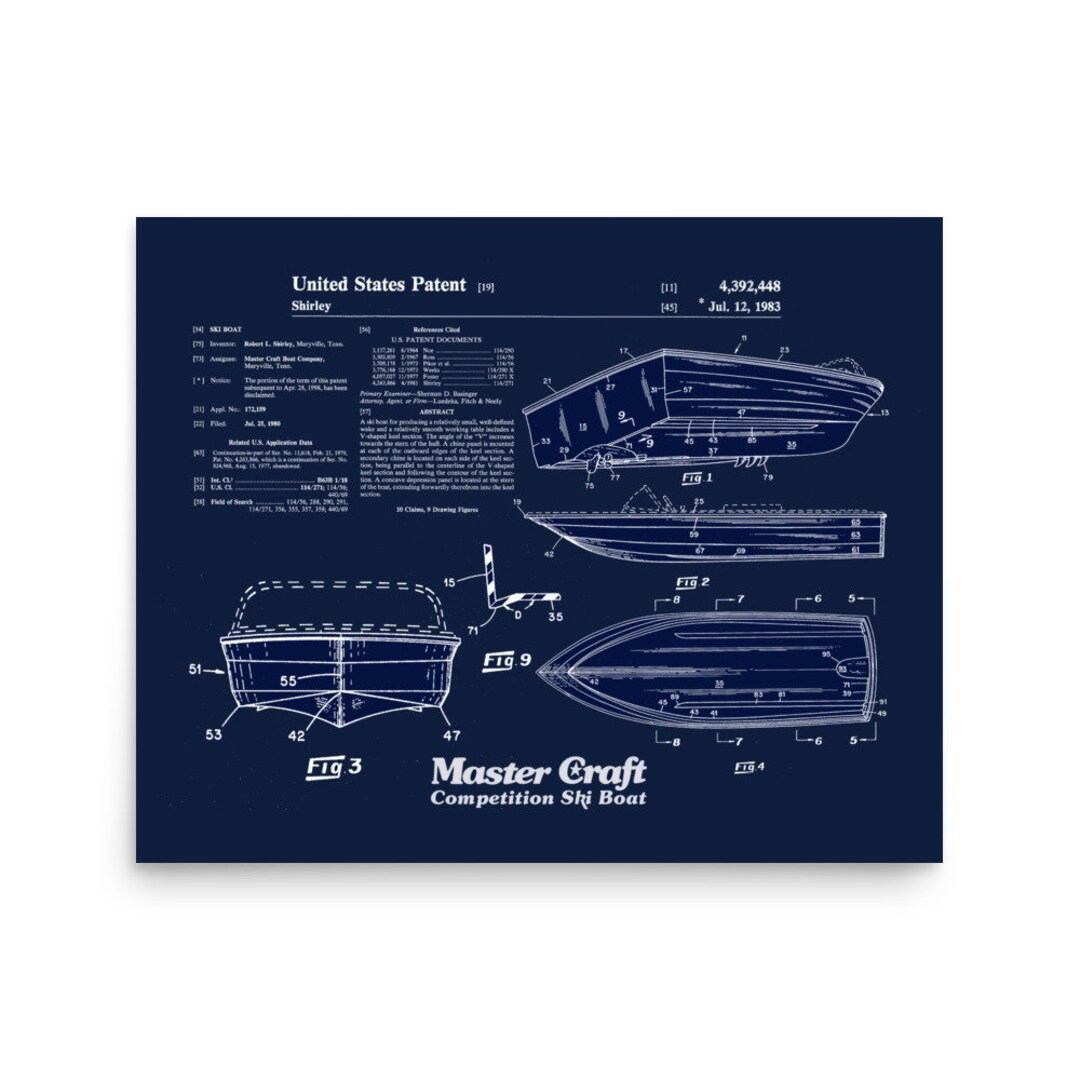 Mastercraft Ski Boat Patent Print- Vintage Ski Boat- Stars and Stripes ...