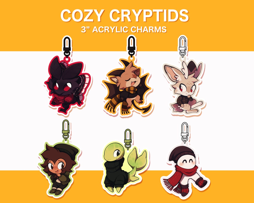 Cozy Cryptid Acrylic Charms | 3" Double Sided Acrylic Charms | Mothman ...