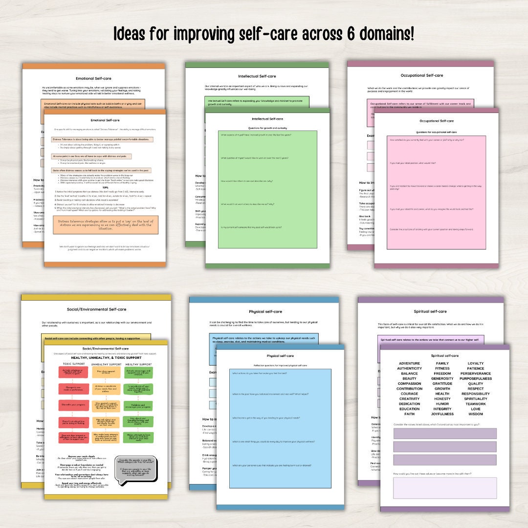 Self-care Worksheets Guide for Mental Health and Wellness 17 - Etsy