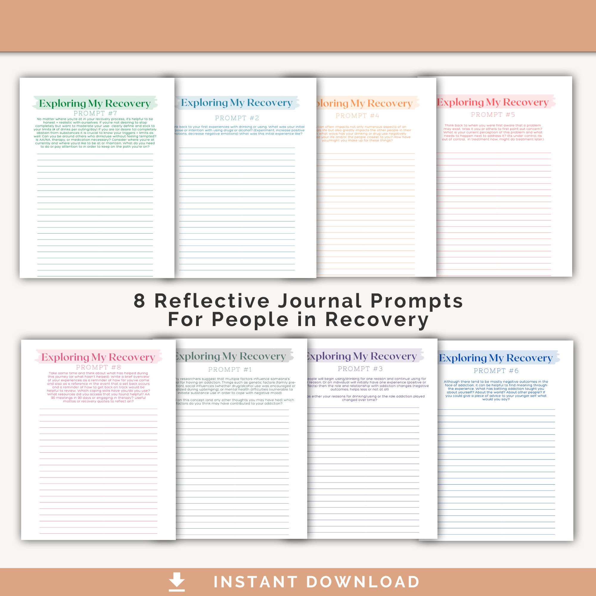 Addiction Recovery Journal Prompts, 8 Reflective Questions, Addiction ...