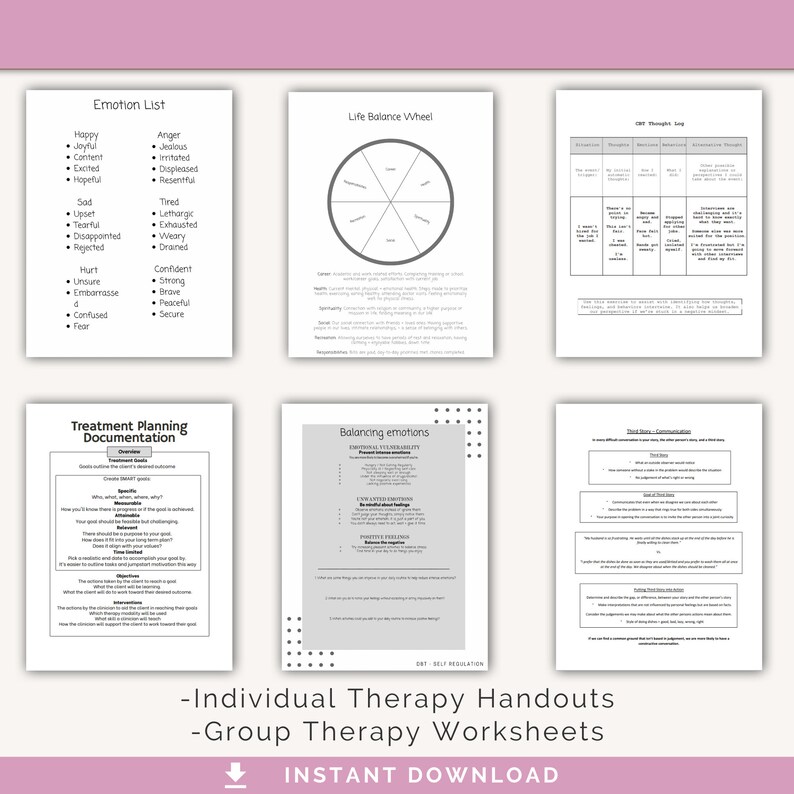 125 Pg. Clinical Therapy Bundle, Individual & Group Handouts (Download ...