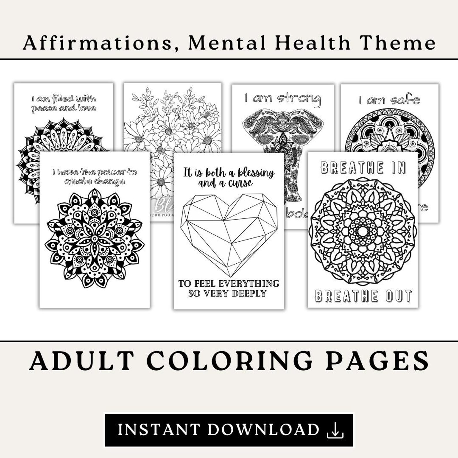 Adult Coloring Pages, Mental Health Coloring Pages, Counseling and ...