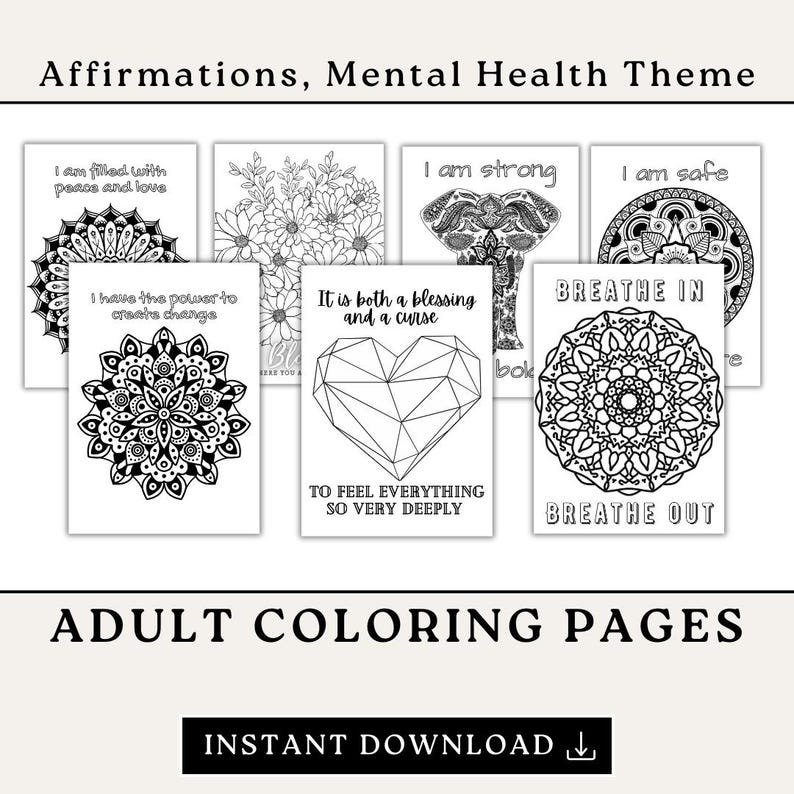 Adult Coloring Pages, Mental Health Coloring Pages, Counseling and ...