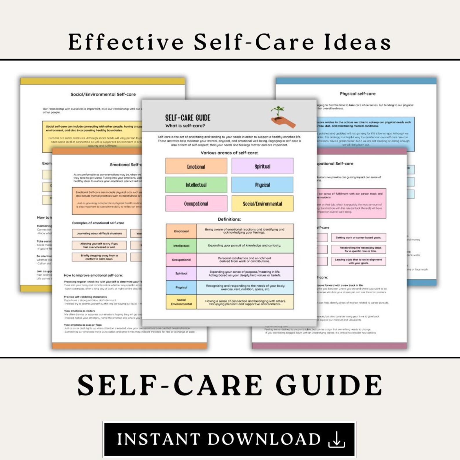 Self-care Guide: Mental Health Coping Skills Worksheets (digital ...