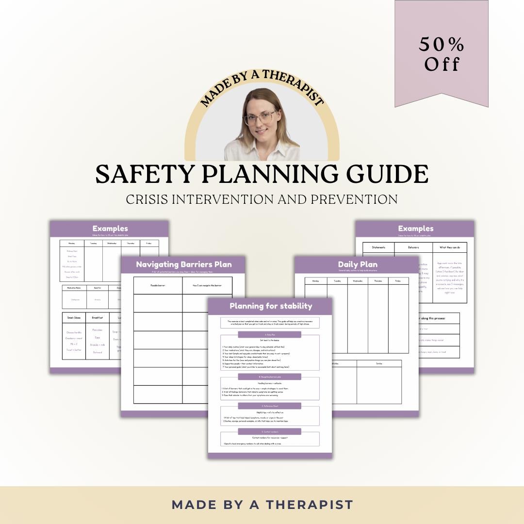 Mental Health Safety Plan Guide: Crisis Intervention Worksheets ...