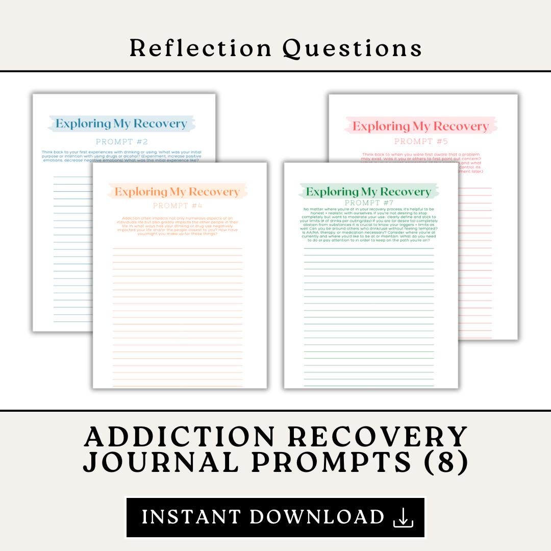Addiction Recovery Journal Prompts, 8 Reflective Questions, Addiction ...