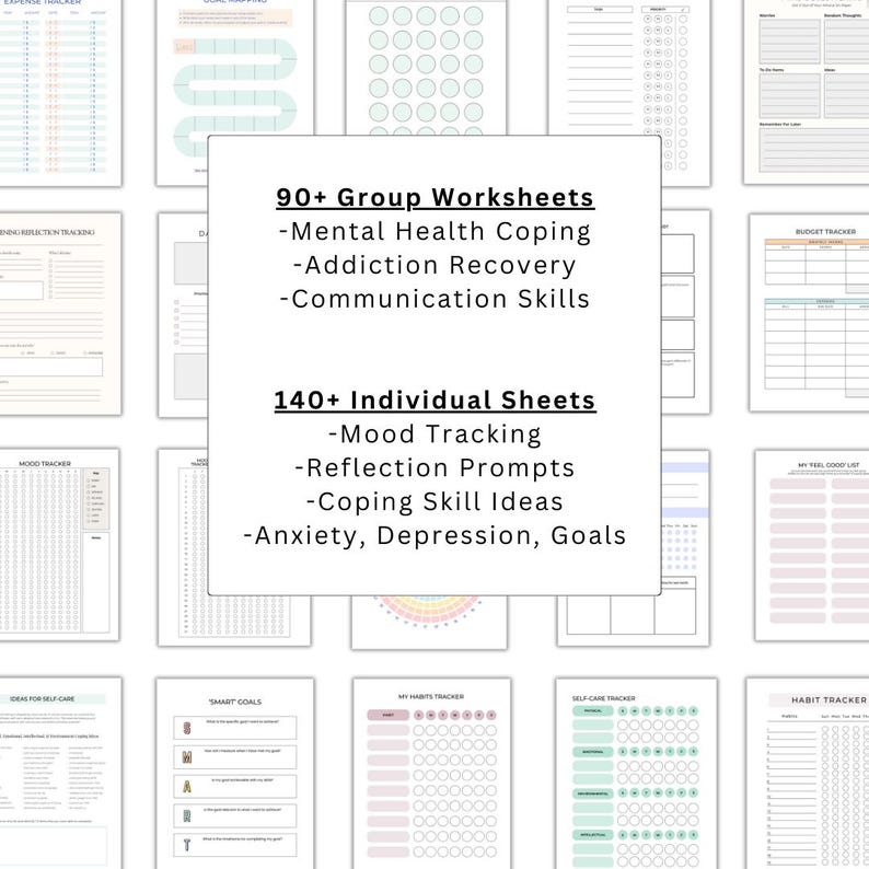Therapy Worksheet Bundle | Group and Individual Handouts Digital ...