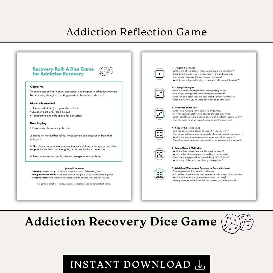 Substance Use Recovery Dice Game: Reflection Questions (digital ...