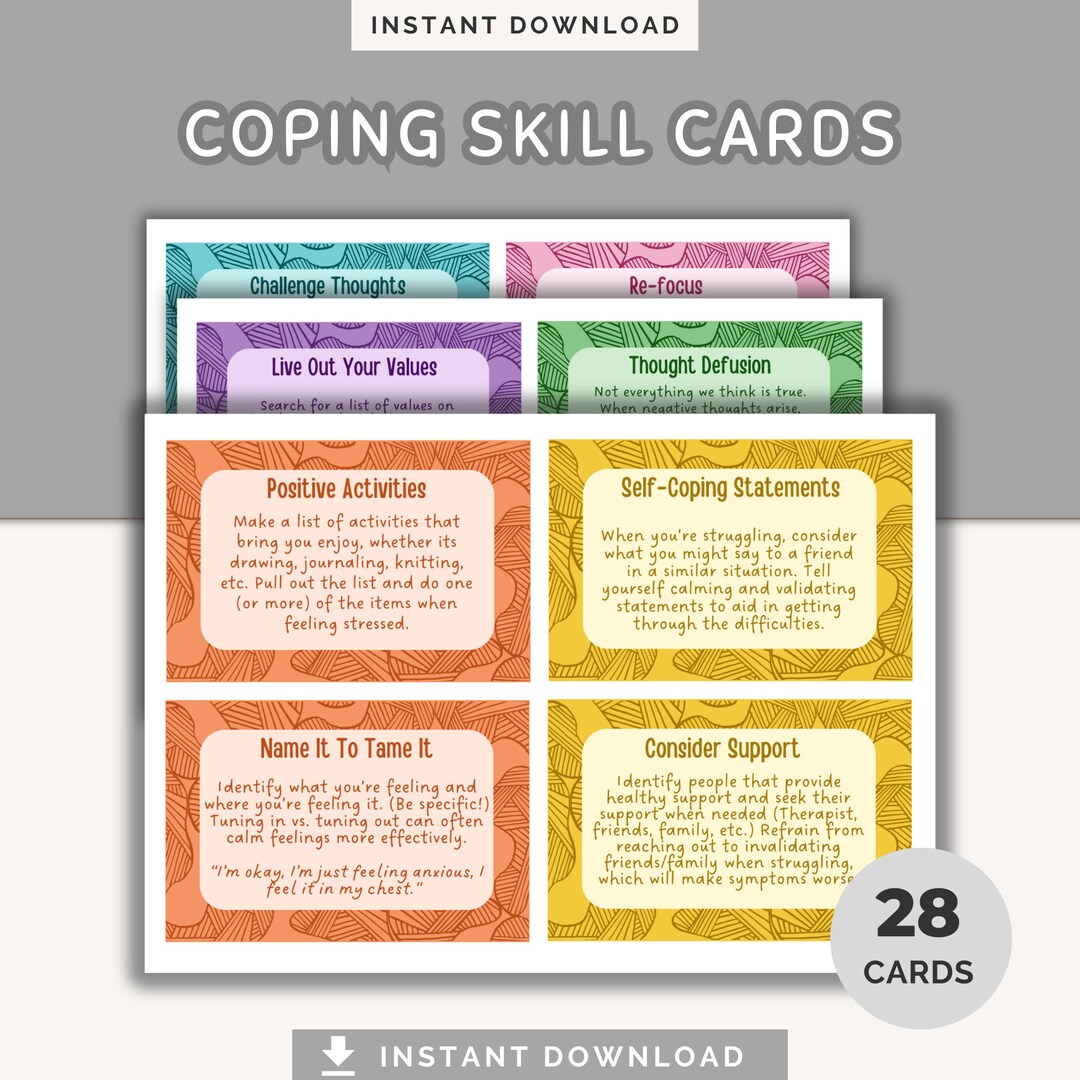 Coping Skill Cards, Self-care and Coping - Etsy