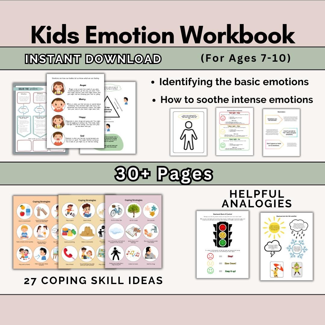 Kids Emotion Workbook 7-10, Coping Skills for Children, Help Kids ...