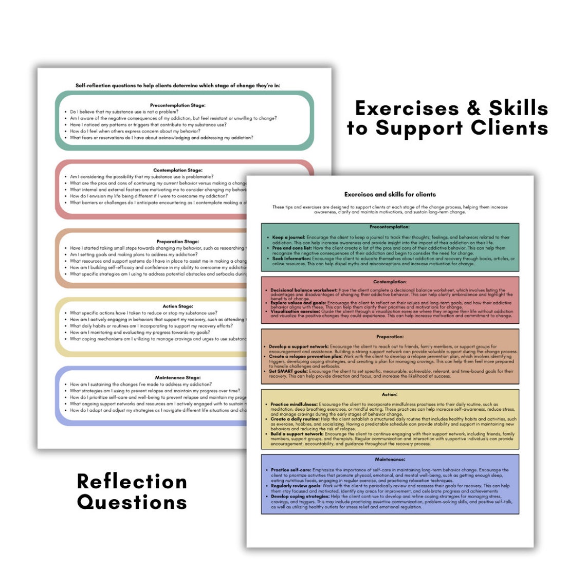 Addiction Stages of Change, Make Lasting Changes Worksheets - Etsy