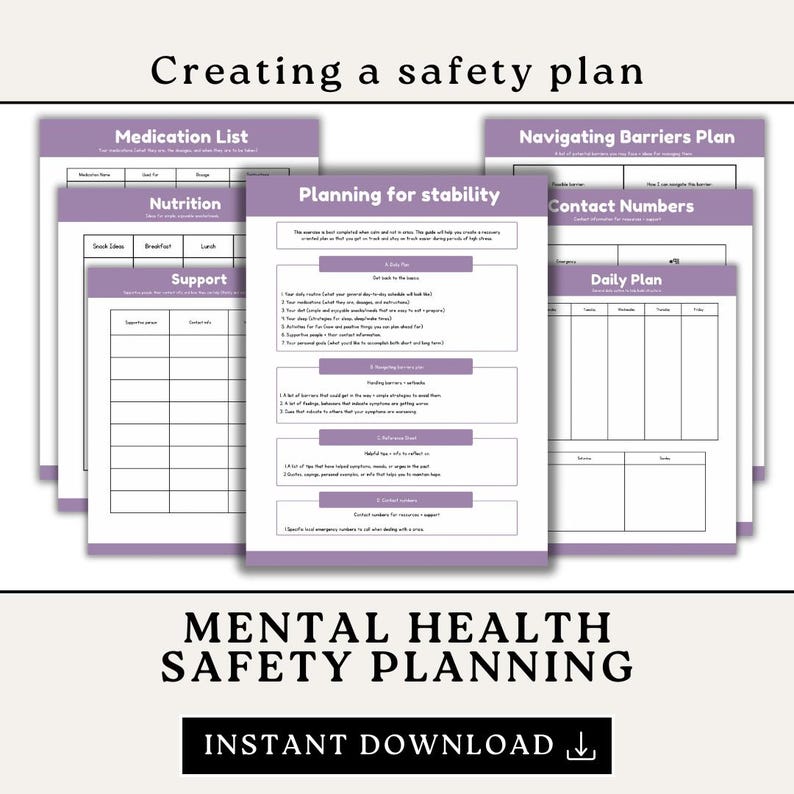 Mental Health Safety Plan Guide: Crisis Intervention Worksheets ...