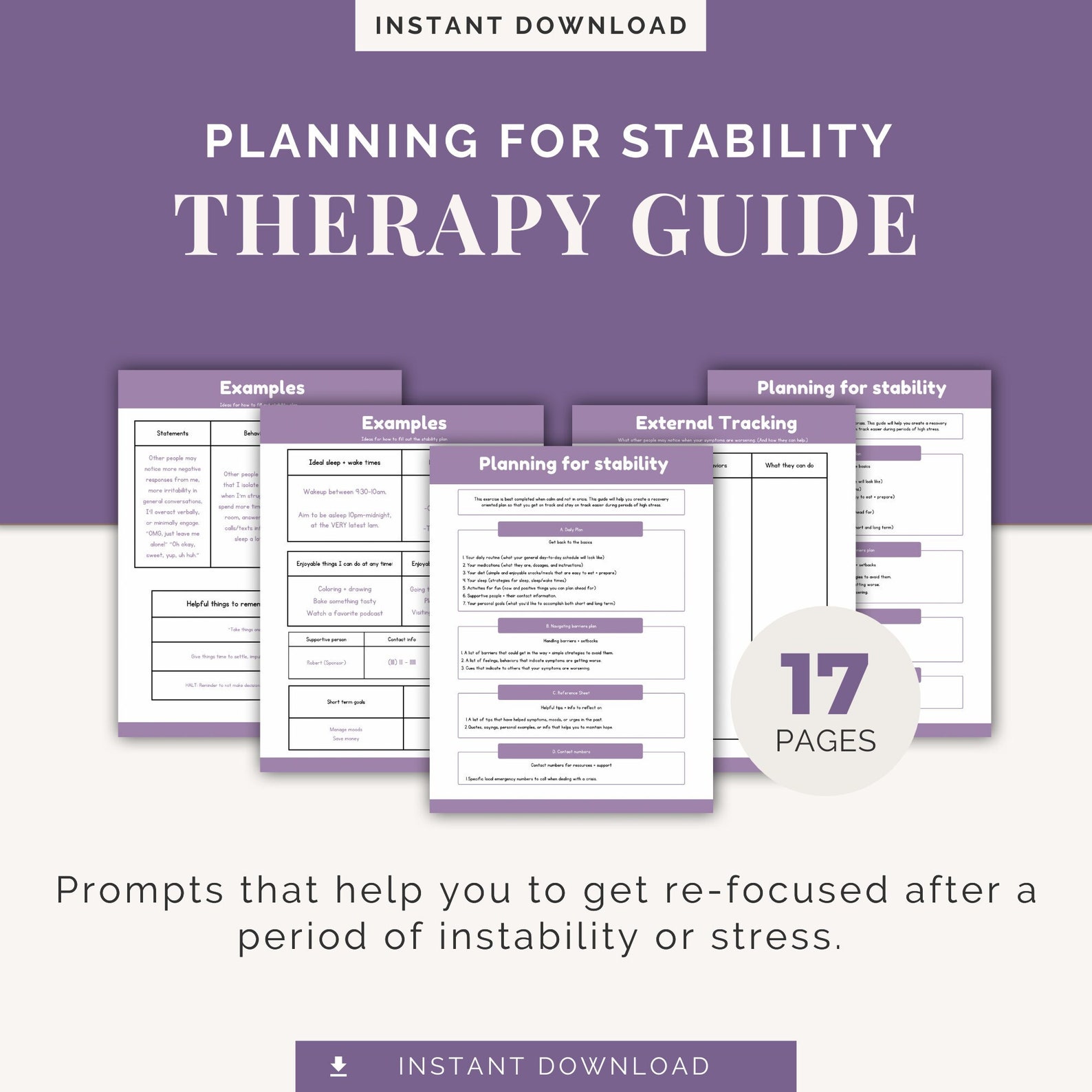 Mental Health Safety Plan Guide: Crisis Intervention Worksheets ...