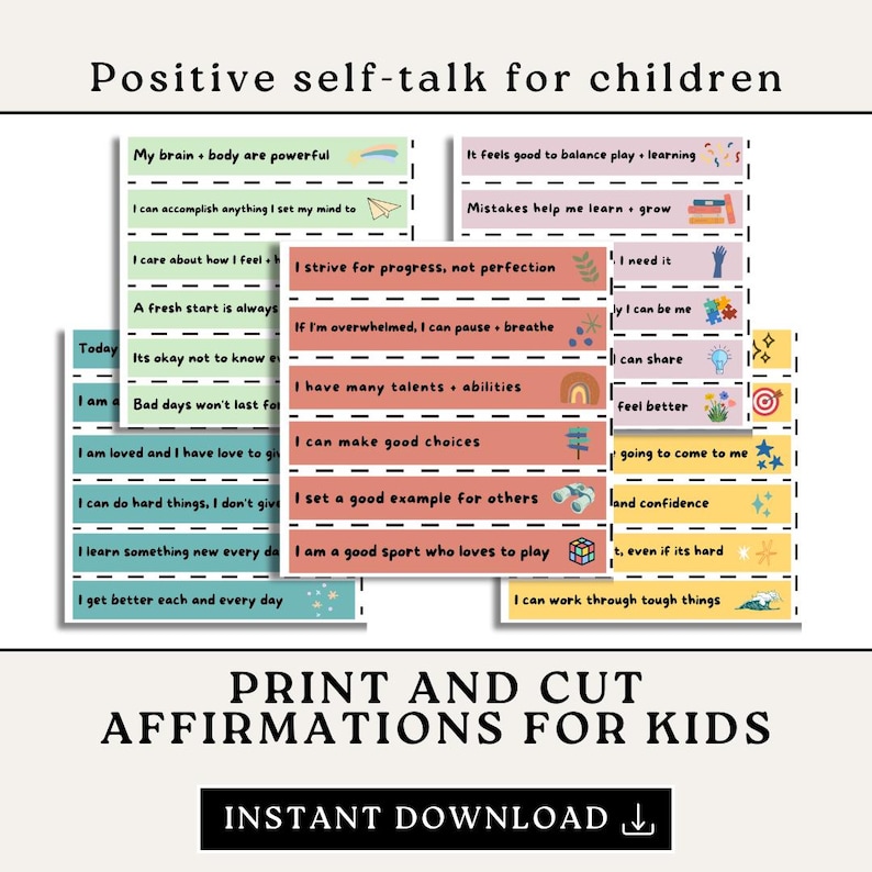 Affirmations for Kids: 36 Printable Positive Statements (digital ...