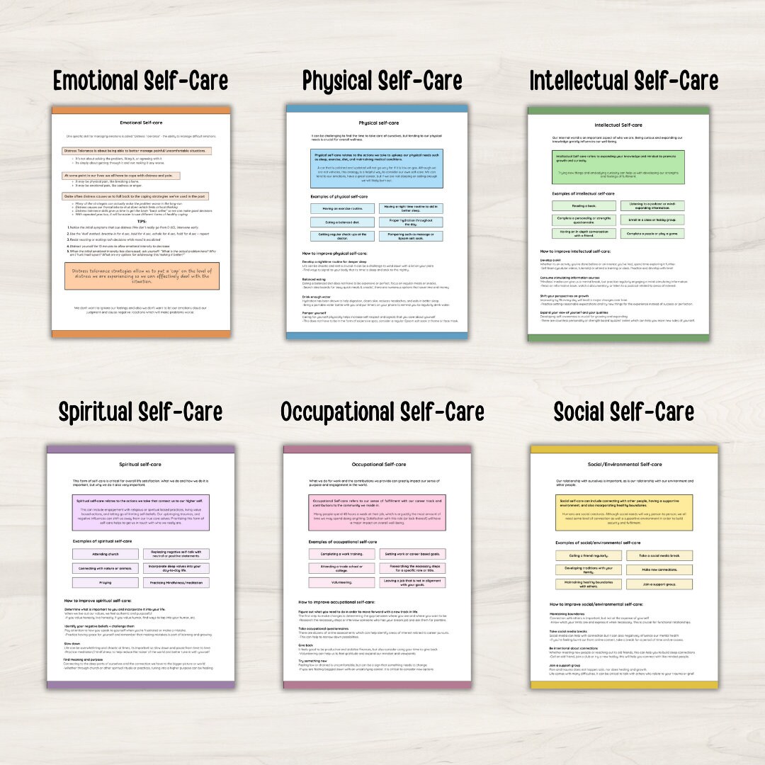 Self-care Worksheets Guide for Mental Health and Wellness 17 - Etsy