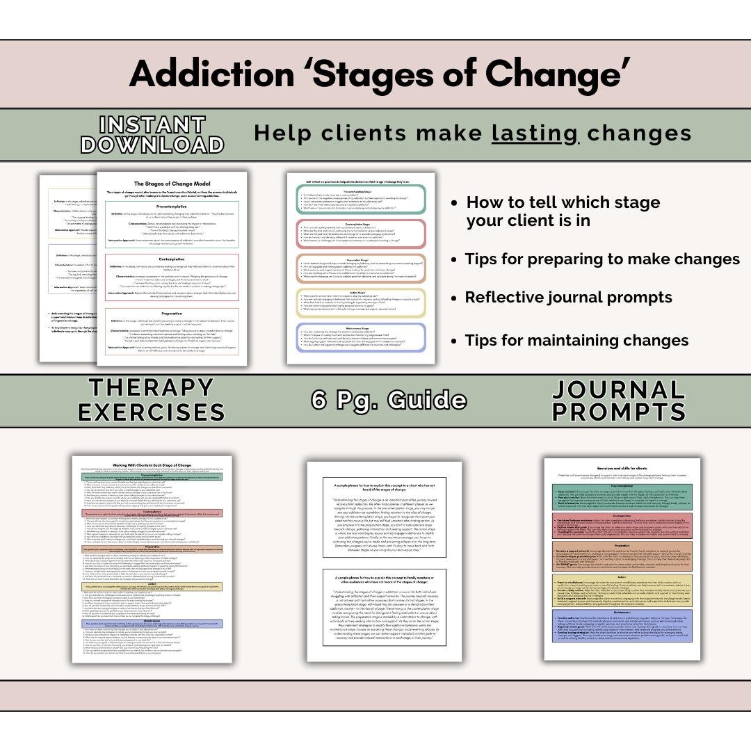 Addiction Stages of Change, Make Lasting Changes Worksheets - Etsy