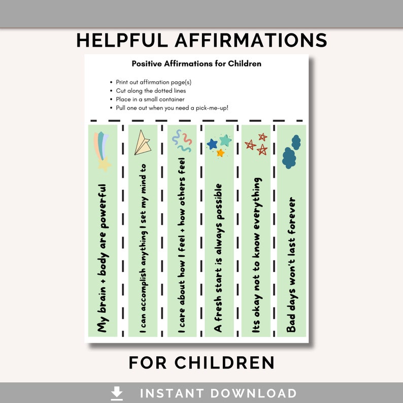 Affirmations for Kids: 36 Printable Positive Statements (digital ...