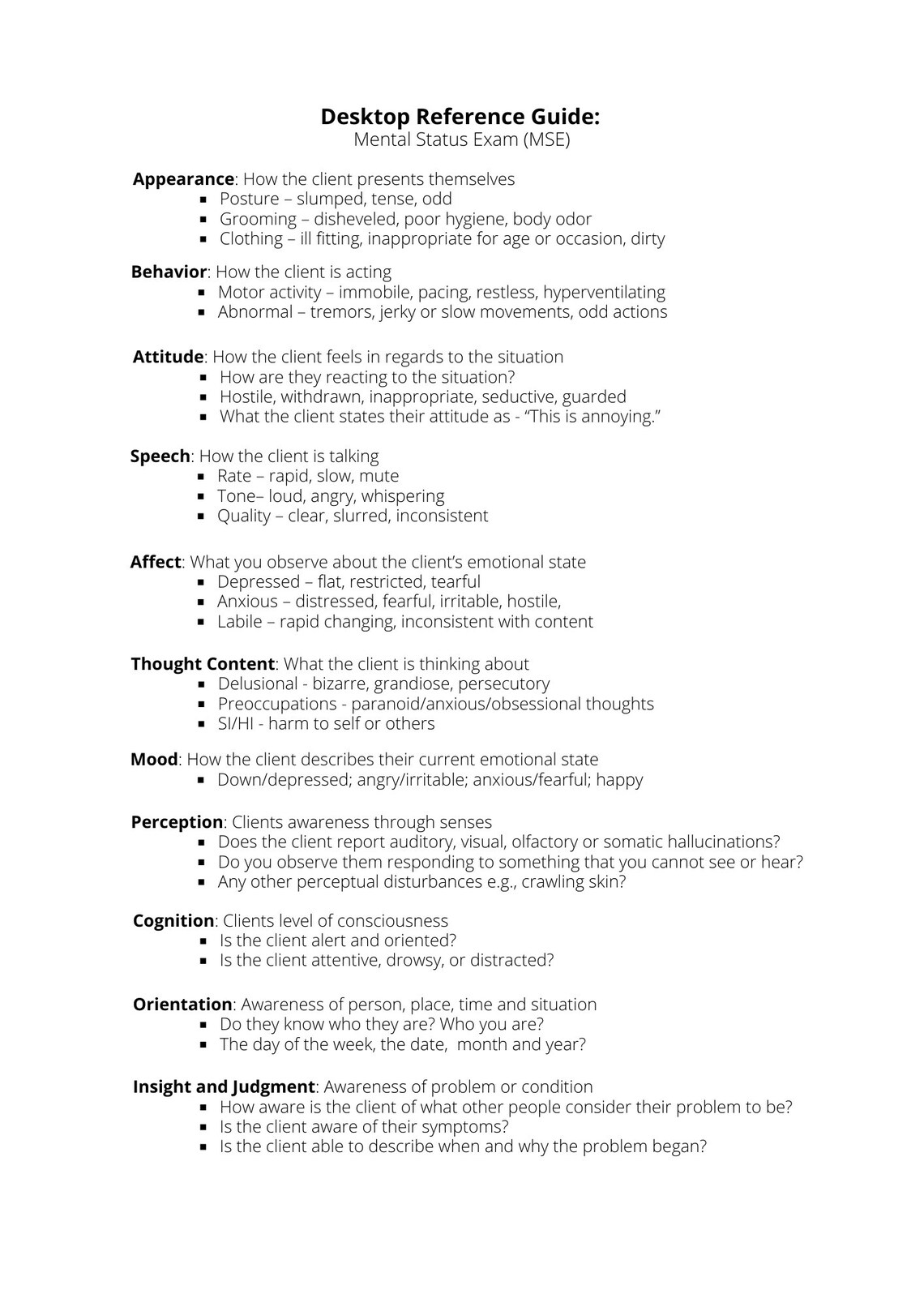 Mental Status Exam Clinical Documentation Mental Health | Etsy