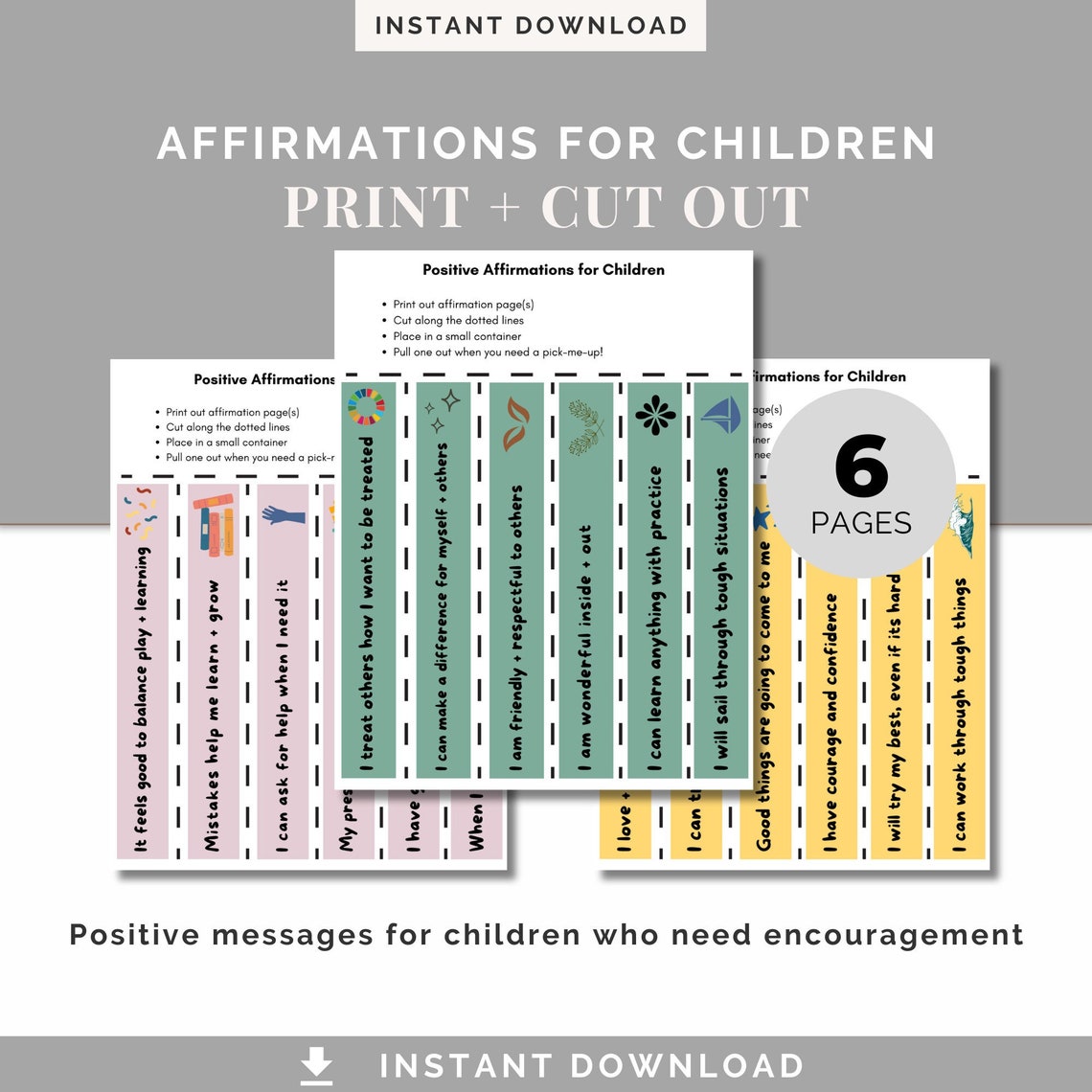 Affirmations for Kids: 36 Printable Positive Statements (digital ...