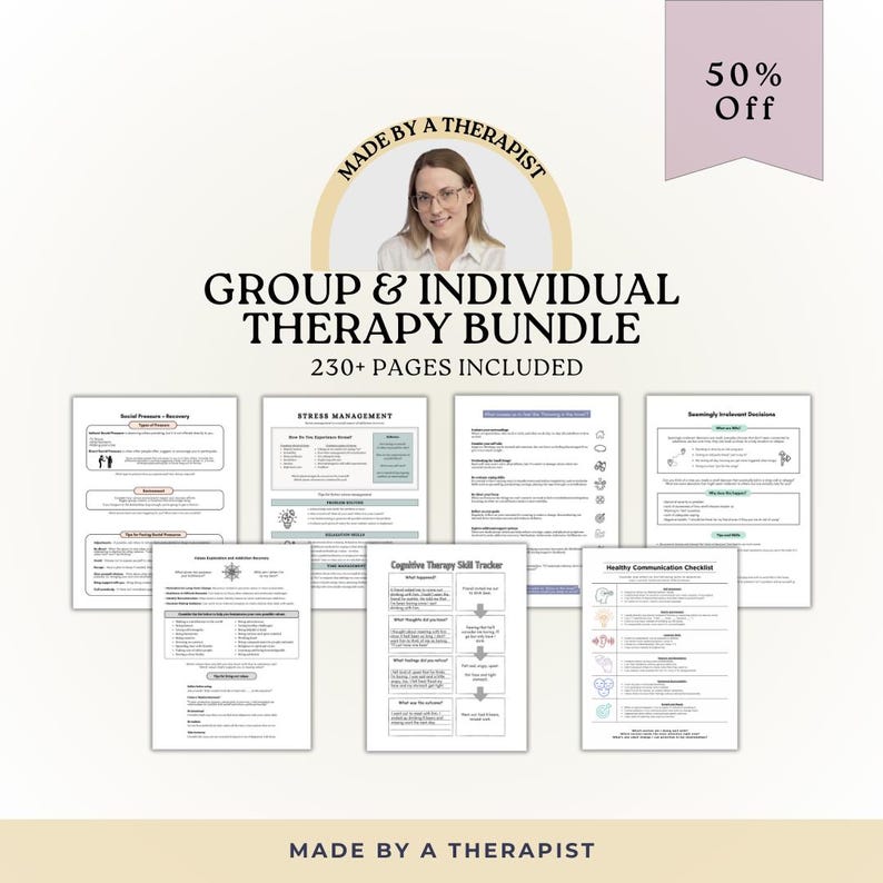 Therapy Worksheet Bundle | Group and Individual Handouts Digital ...