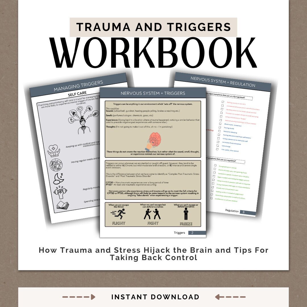 Trauma and Triggers Workbook, 20 Pg Guide to Regain Control of Trauma ...