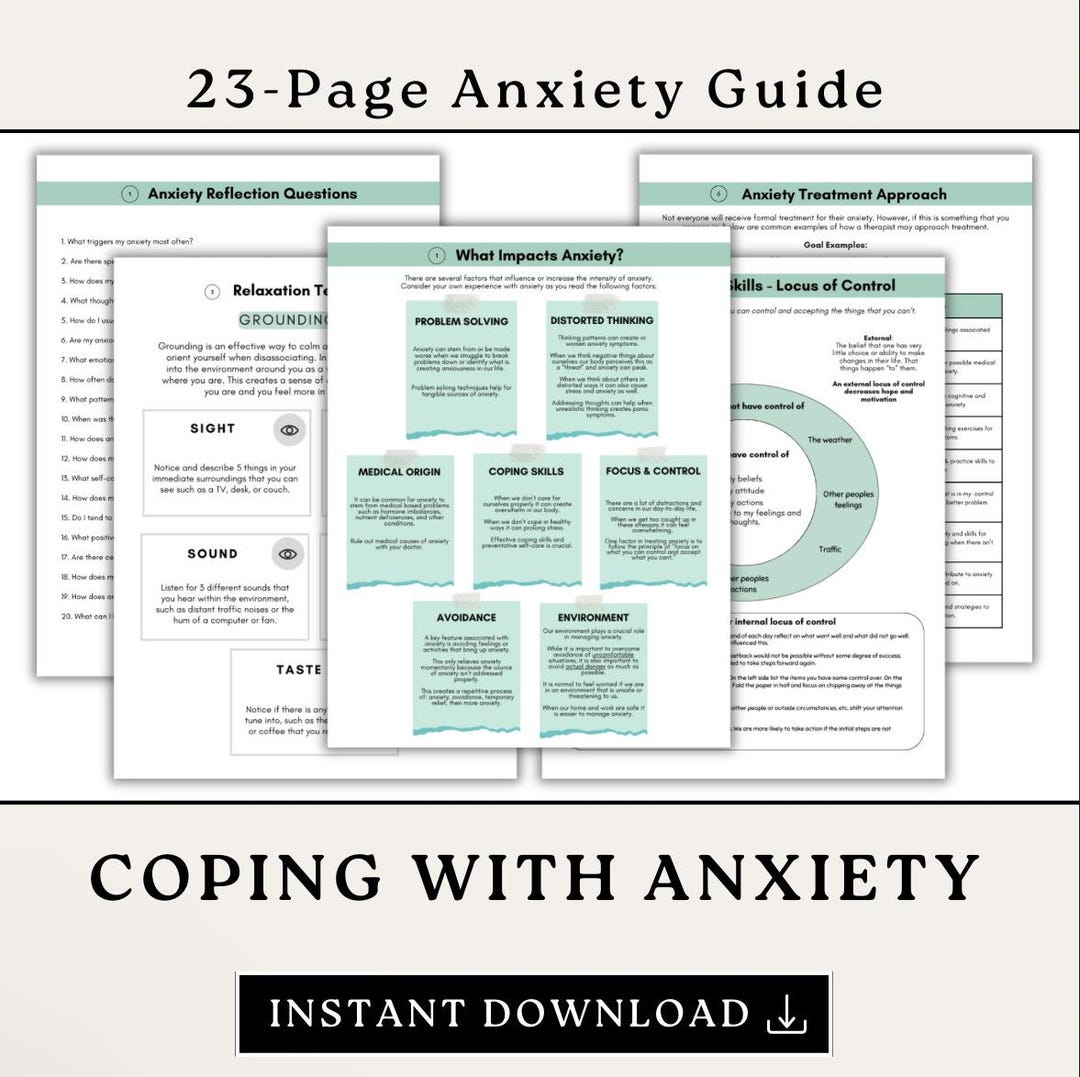 Anxiety Guide, Worksheets for Managing Worry, Coping Skills for Anxiety ...