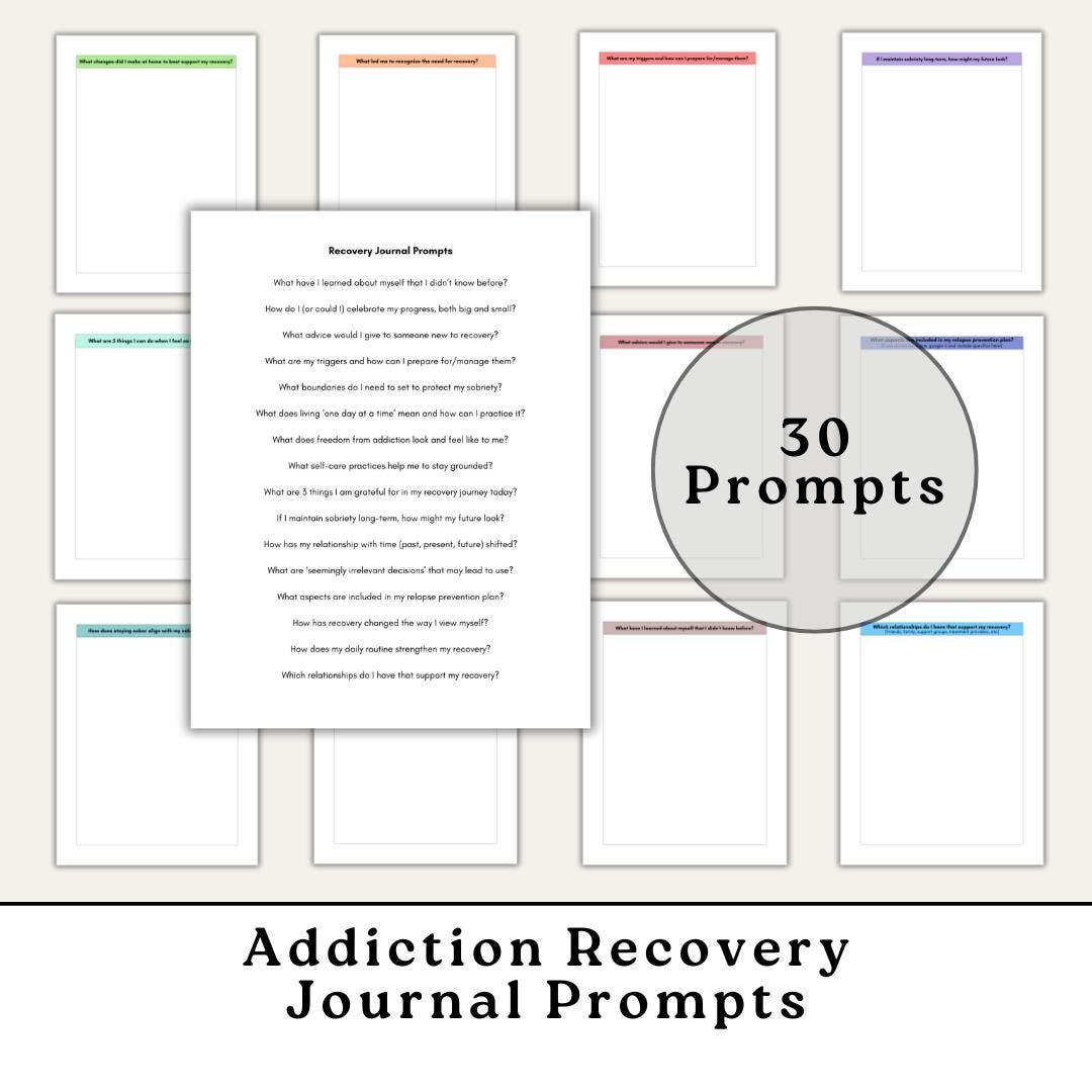 Addiction Recovery Journal Prompts: Reflective Therapy Questions ...
