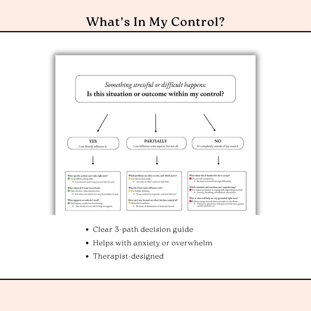What's in My Control Flowchart | Mental Health Worksheets | Anxiety ...